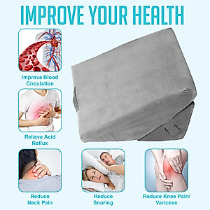 Bed Wedge Pillow - Adjustable 9&12 Inch Folding Memory Foam Incline Cushion System for Legs and Back Support Pillow - Acid Reflux, Anti Snoring, Heartburn, Reading – Machine Washable