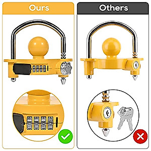 Prosecurloc Trailer Hitch Lock Combination Universal Coupler Locks Ball Hitch Lock Adjustable Anti Theft Heavy-Duty Steel Storage Towing Lock Security Fits 1-7/8", 2", 2-5/16" Couplers Patent Design