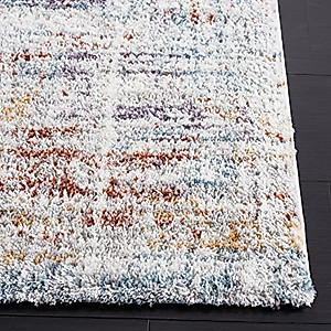 SAFAVIEH Berber Shag Collection Runner Rug - 2'3" x 12', Blue Rust & Ivory, Non-Shedding & Easy Care, 1.25-inch Thick Ideal for High Traffic Areas in Living Room, Bedroom (BER569A)