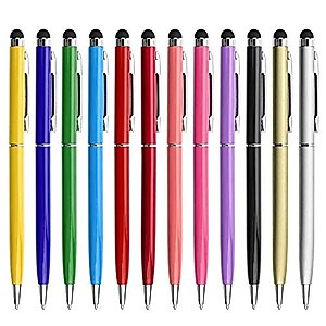 12 Pack Stylus Pens for Touch Screens innhom Stylus Pen for ipad Compatible with iPad iPhone Tablets Samsung Kindle and Black Ink Ballpoint Pens-2 in 1 Stylists Pens