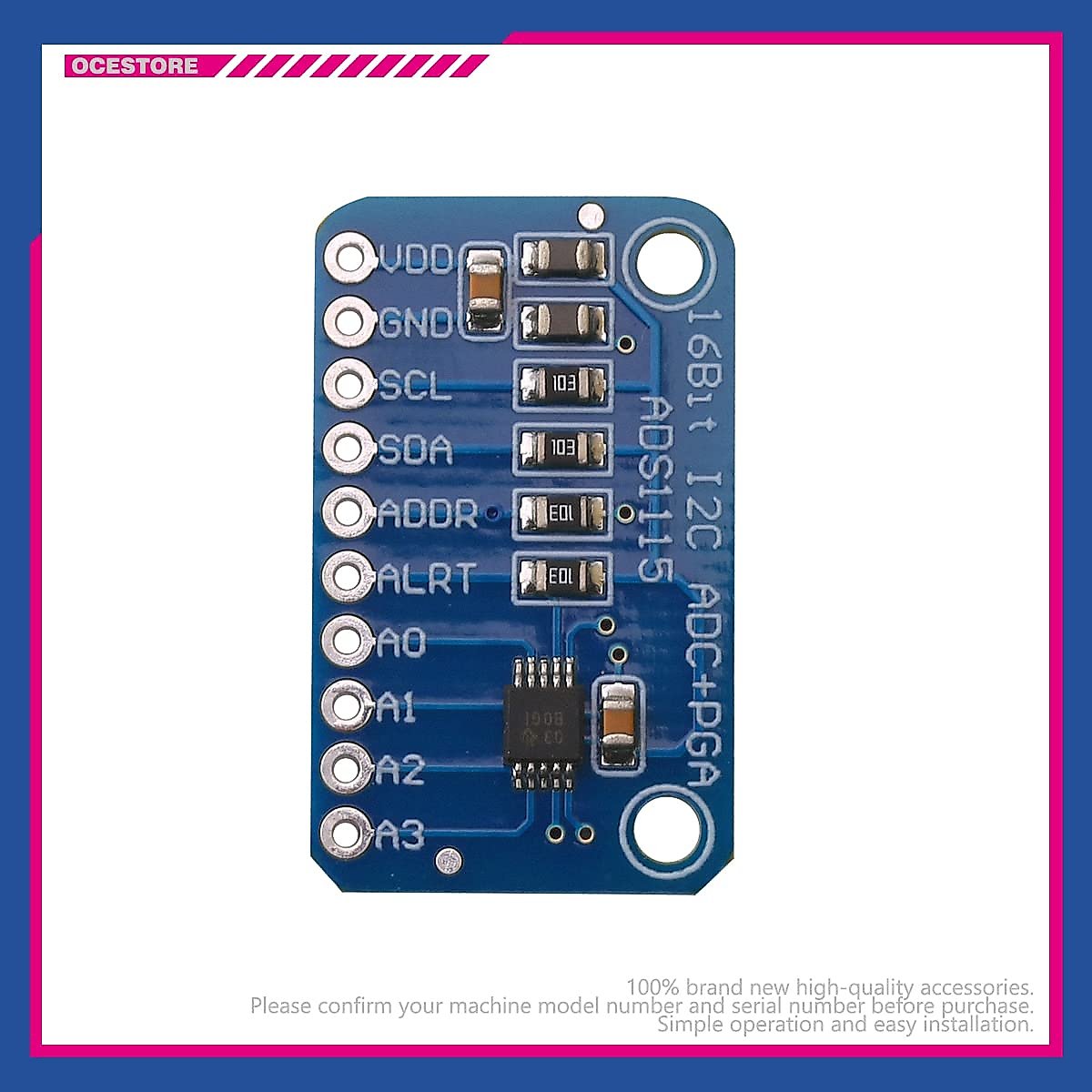 OCESTORE 2pcs ADS1115 Development Board Module 16 Bits 4 Channel Bits ADC PGA Converter with Programmable Gain Amplifier ADS1115 Development Board Module