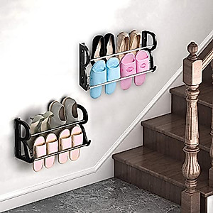 Hgminwarm Wall Mounted Shoe Rack, Door Shoe Rack, Hanging Shoe Rack Storage Rack, for Closet, Entrance Passage, 2 Pack Can Store 4 Pairs of Sandals and 4 Pairs of Sneakers
