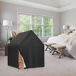 Andacar Outdoor Playhouse Cover, Waterproof Wooden Kids Playhouse Cover for Kids Outside Dustproof Play Houses Cover All-Weather Protector Black- 57" L x 57" W x 63" H