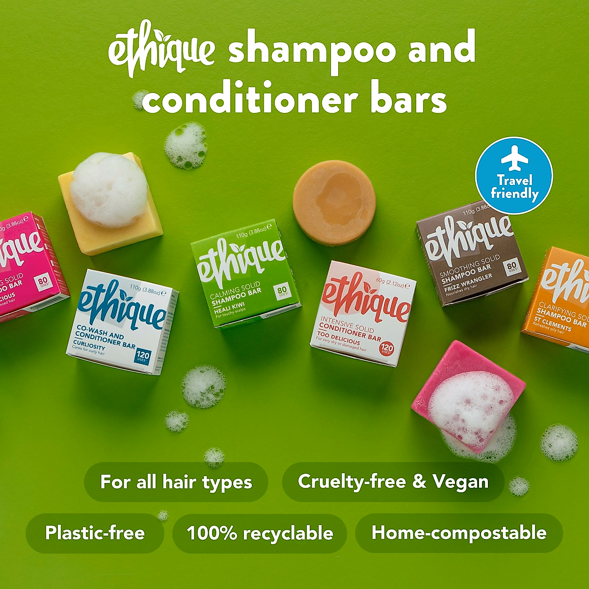 Ethique Curl Conditioner Bar for for Thick, Curly Hair - Curliosity |Curl Defining, Deeply Moisturizing, Vegan, Cruelty-Free, 3.88 oz