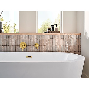 Moen WT6221BG CIA Single Handle Wall Mount Filler High Flow Tub Faucet with 10" Spout Reach, Brushed Gold