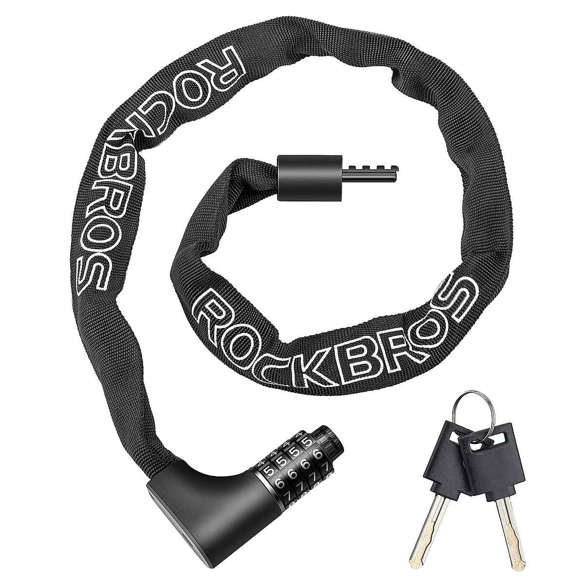 ROCKBROS Bike Chain Lock Heavy Duty Anti-Theft Bike Locks Chain 3.2FT Security Bicycle Lock Resettable Combination Bicycle Chain Lock with 2 Keys for Bikes, Motorcycle, Door, Gate, Fence, Grill