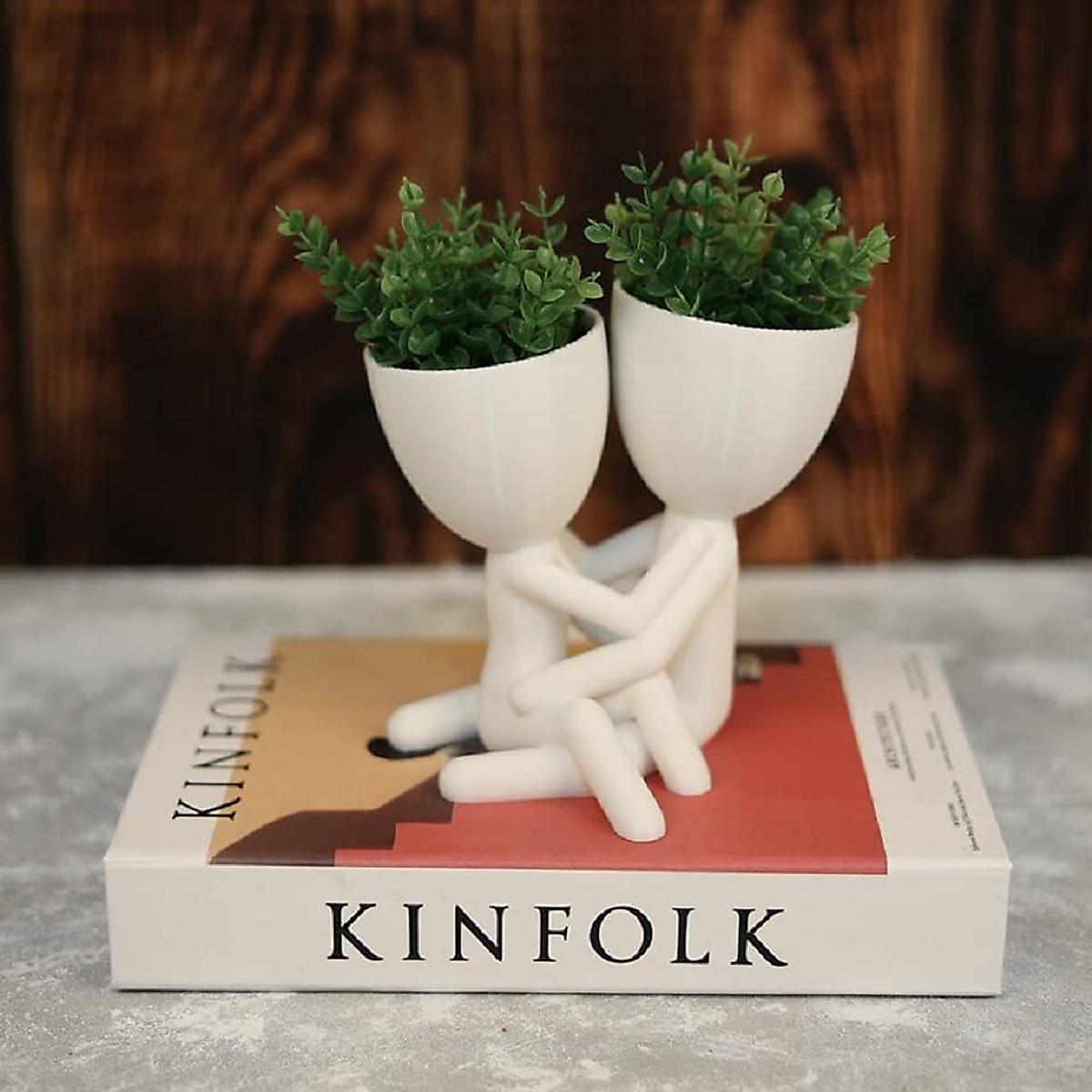 DUHALINE Valentine Humanoid Flower Pot, 3D Printing Head Planter Pot, Decorative PLA Succulent Planter, Mini Flower Pot with Shape of A Human Face, Human Shaped Mini Cactus Pot (D:2.17”) (Yellow)