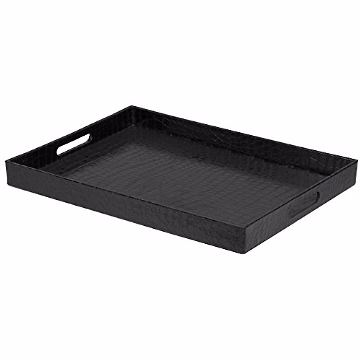 Home Basics Attractive & Elegant with Handles Serving Tray, 18" x 13" x 2" (Black)