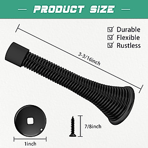 Enconker 12 Pack Door Stoppers, Black Door Stop for Bottom of Door, 3 ⅛" Spring Steel Construction Wall Protector with Rubber Bumper Tips
