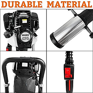 HIGOSPRO Gas Powered 4-Stroke T Post Driver Hammer Drills, 37.7CC Gasoline Engine Pile Driver, 8700W Air Cooling Single Cylinder, Gasoline Petrol Garden Fencing Tool Machine with 2 Post Driving Head