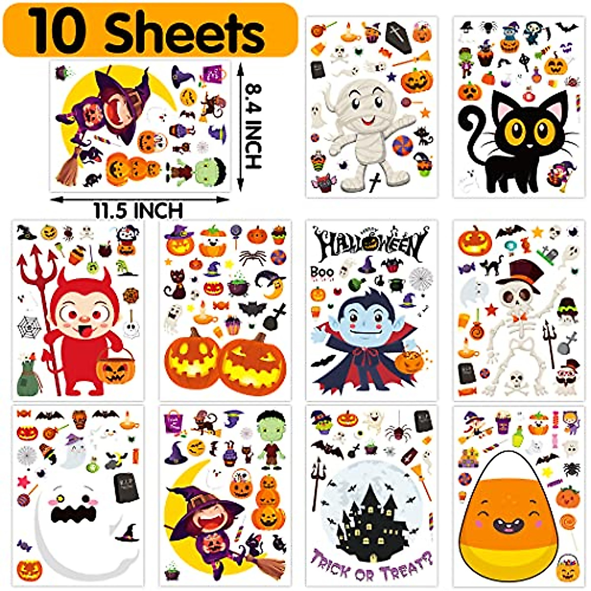 Halloween Window Clings, Cute Halloween Window Stickers, Kids Halloween Window Decals Decorations for Home Office Indoor Ourdoor Decor