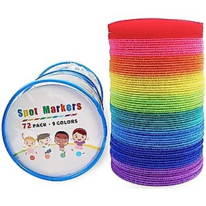 Carpet Floor Spots Markers, Circles Dots for Teachers and Kids, 4 Inch 72 Pack, Flexible Classroom Rug Mats for Preschool Kindergarten Organization