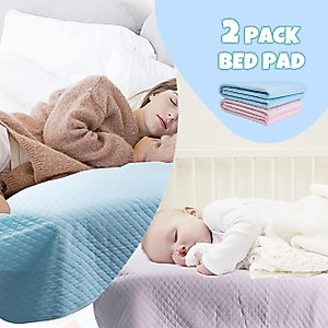 [Upgrade] CLOVERCAT 2 Pack Large Size 35x27” Bed Pads Washable Waterproof Mattress Protector, Reusable Incontinence Pee Pads for Bed Wetting Toddlers, Adults, Elderly, Women or Kids, Children