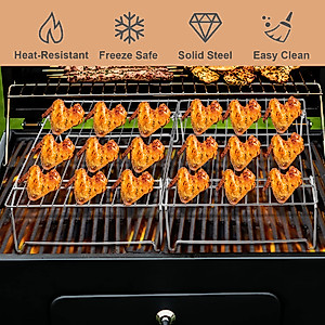 E-far 4-Tier Cooling Rack, 15”x10.1" Stainless Steel Stackable Wire Cooling Rack for Baking Cooking Cookies, Folding Leg & Non-toxic, Oven Safe & Dishwasher Safe