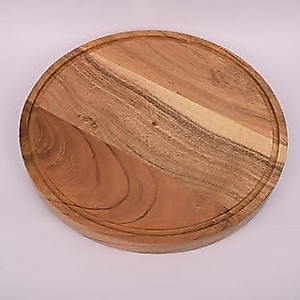 EDHAS Round Acacia Wood Cake Stand,Cake Display Server Tray for Kitchen,Birthday Parties,Weddings,Baking Gifts (12" x 12" x 1.75")