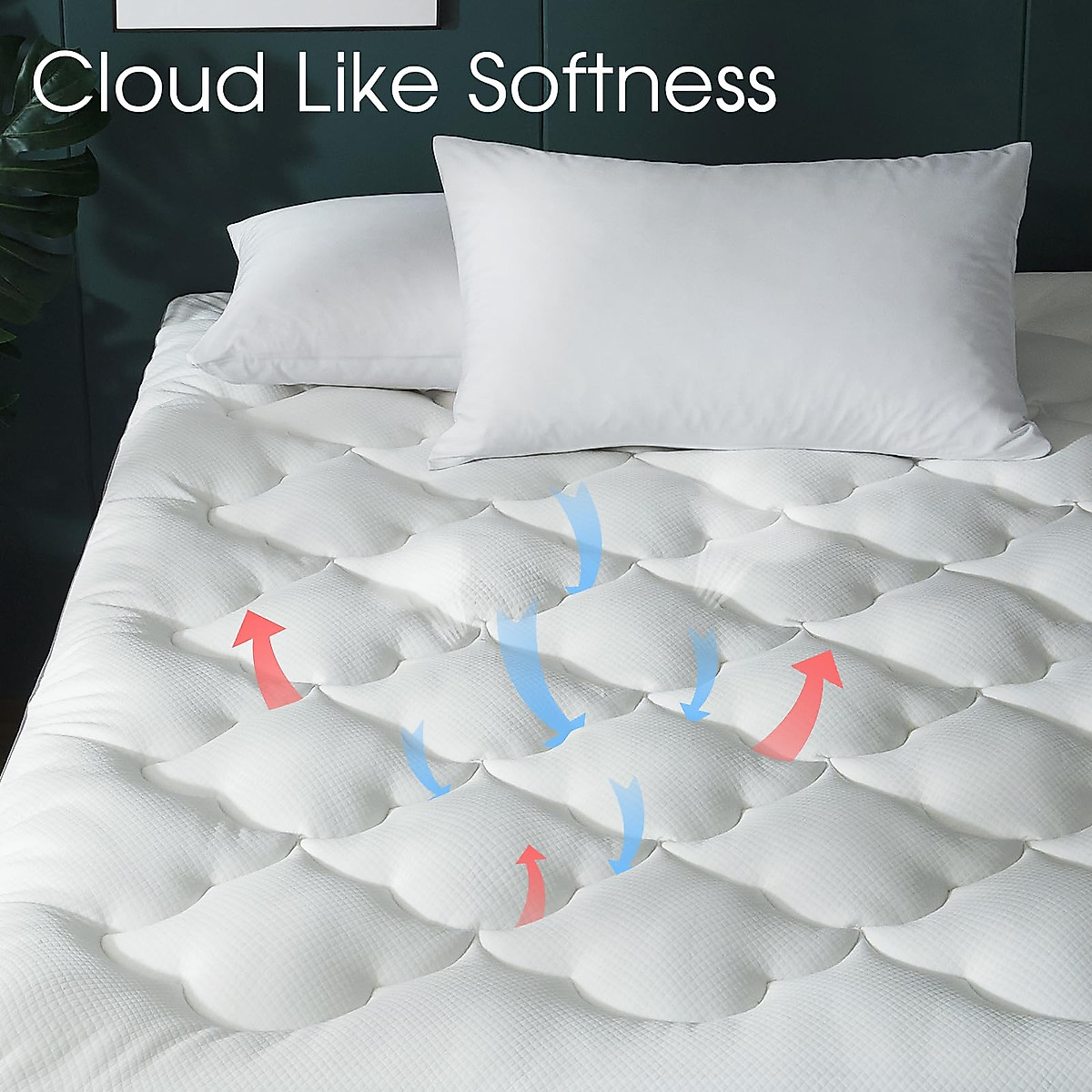 Powdion Mattress Topper King, Soft Plush Cooling Down Alternative Pillow Top Mattress Topper King for Back Pain,Thick Mattress Pad Bed Topper with 8-21" Deep Pocket