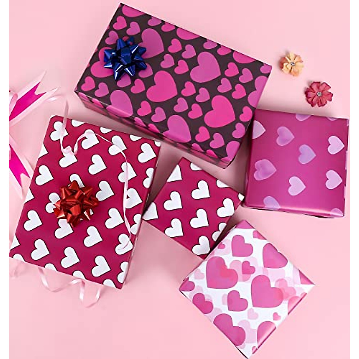 U'COVER Gift Wrapping Paper for Girls Women Men Love Heart Birthday Wrapping Paper for Valentines Day Mothers Day Anniversary Wrap Paper 10 Folded Sheet
