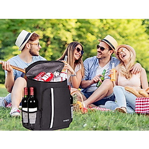 FORICH Backpack Cooler Leakproof Insulated Waterproof Backpack Cooler Bag, Lightweight Soft Beach Cooler Backpack for Men Women to Work Picnics Camping Hiking, 30 Cans(Black)