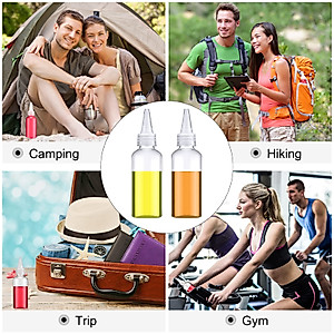 Eccliy 60 Pieces 2 oz 60 ml Plastic Bottles Applicator with Twist Top Cap Pet Refillable Plastic Empty Applicator Bottle for Hair with Clear Twist Top Cap for Hair Oils and Liquids