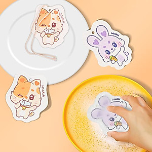 Skycase Cleaning Dish Sponge for Kitchen,[4 Pack] Reusable Compressed Wood Pulp Cleaning Sponges-Quick Drying Non Scratch Sponge for Use in Kitchens, Bathroom and More