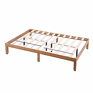 12 Inch Classic Solid Wood Platform Bed Frame with Wood Slat Supports Deluxe Queen Wood Platform Bed Frame with Underground Storage and Easy Assembly (No Box Springs Required),Queen(Natural Color)