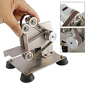 DIY Mini Electric Belt Sander Multifunctional Grinding Machine, Electric Knife Apex Edge Sharpener, Small DIY Polishing Machine with 10 pcs Sand Belts