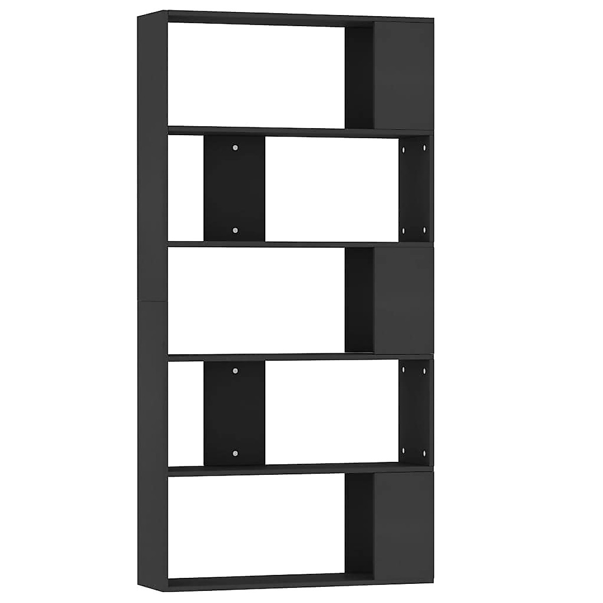FurturHome 5-Tier Bookcase | Wooden 5-Shelf Bookshelf | Modern Wood Book Shelf with 5 Compartments for Bedroom Living Room Home Office | Black Engineered Wood 31.5" x 9.4" x 62.6"