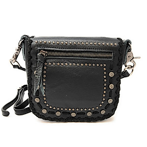 MMontana West Real Leather Messenger Purse Crossbody Purse Conchos Stitching Beige