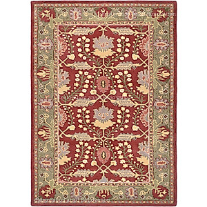 Restoration and Renovation Traditional Handcrafted Area Rug, Classic Oriental Pattern, Premium Wool, Rich Red & Gold with Floral Accents, 8x10 Feet - Living Room Bedroom Carpet (Rust, 6' x 9')