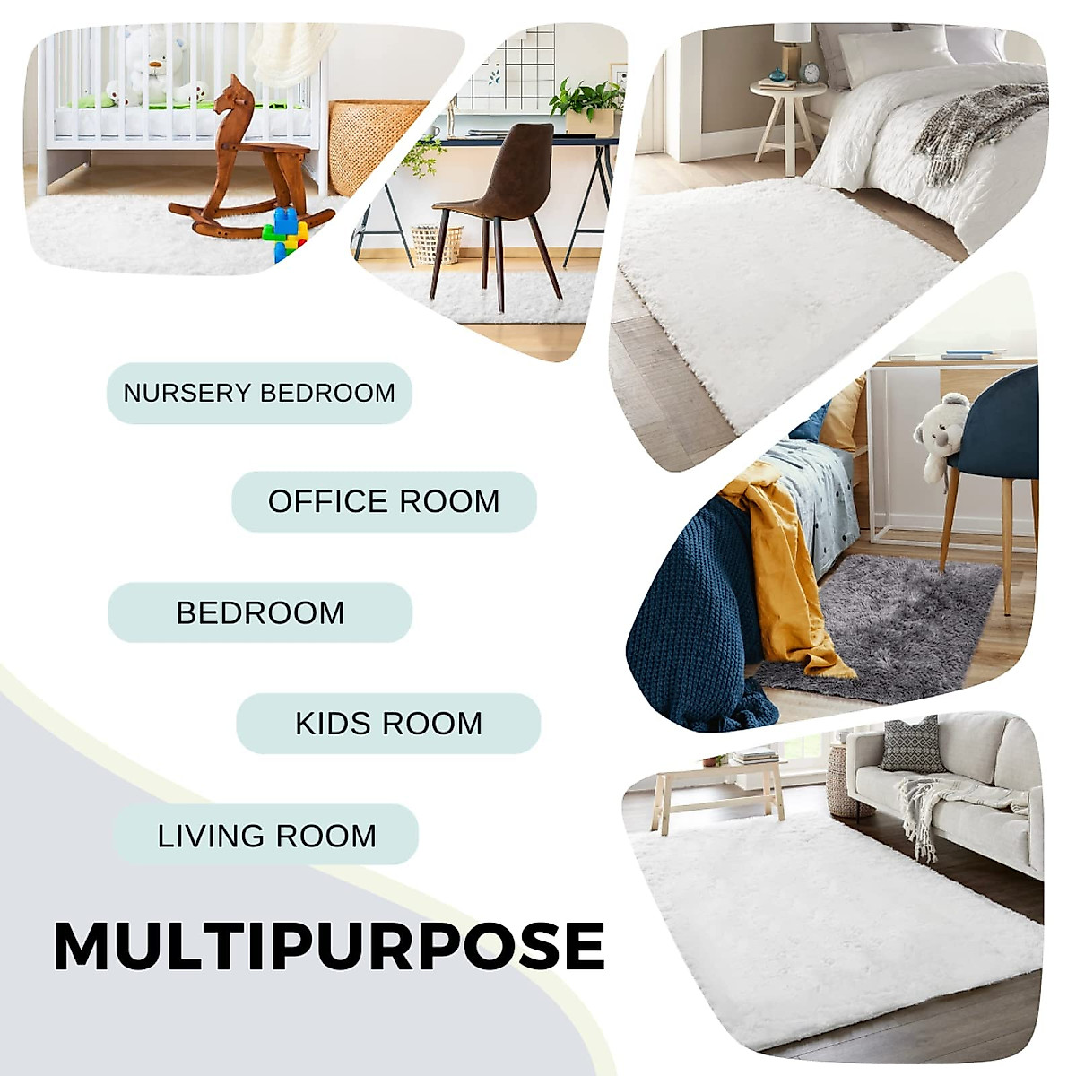 Beach Theme Rug & Home Decor - 6x9 Rug, Seashell Rugs for Living Room Bedroom, Coastal Carpet, Washable Non Slip Soft Low Pile Indoor Area Rug & Room Decor