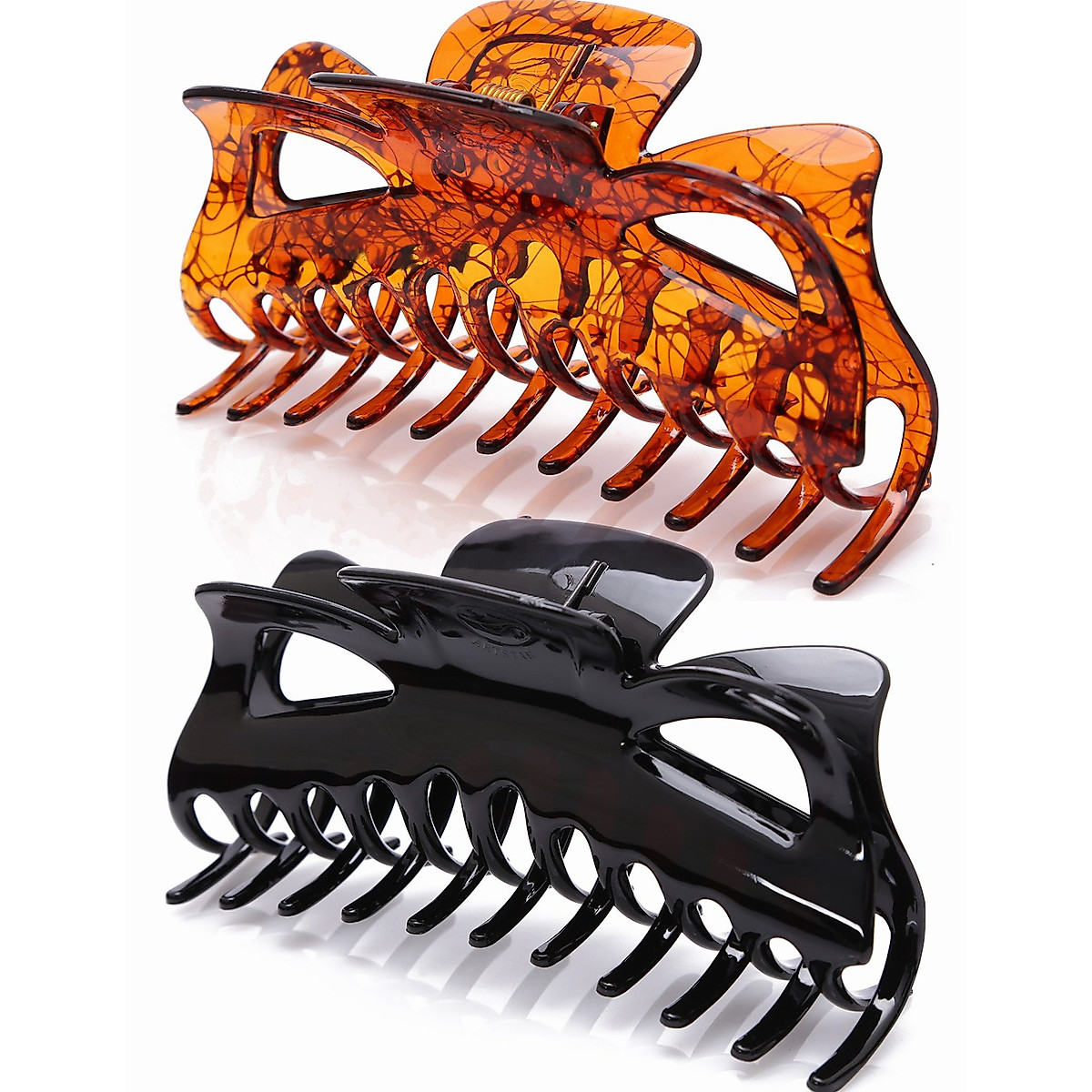 Prettyou Thick Hair Super Large Clips Crystal Plastic Claw Clamps Hairgrips Clips Accessories for Women, 2 pack. (A)