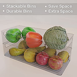Bahoki Essentials Kitchen Pantry Bin - Clear Plastic Storage for Freezer and Refrigerator - Kitchen Organizer for Snack, Drink, Fruit and Vegetable - Multifunctional Stackable Home Bins