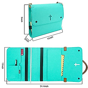 HIFELTY Bible Bag, Unique Bible Cover Bag Organizer Christian Carrying Case, Felt Church Tote Bag for Women and Men, The Best Christian Gift for Women and Men (Green)