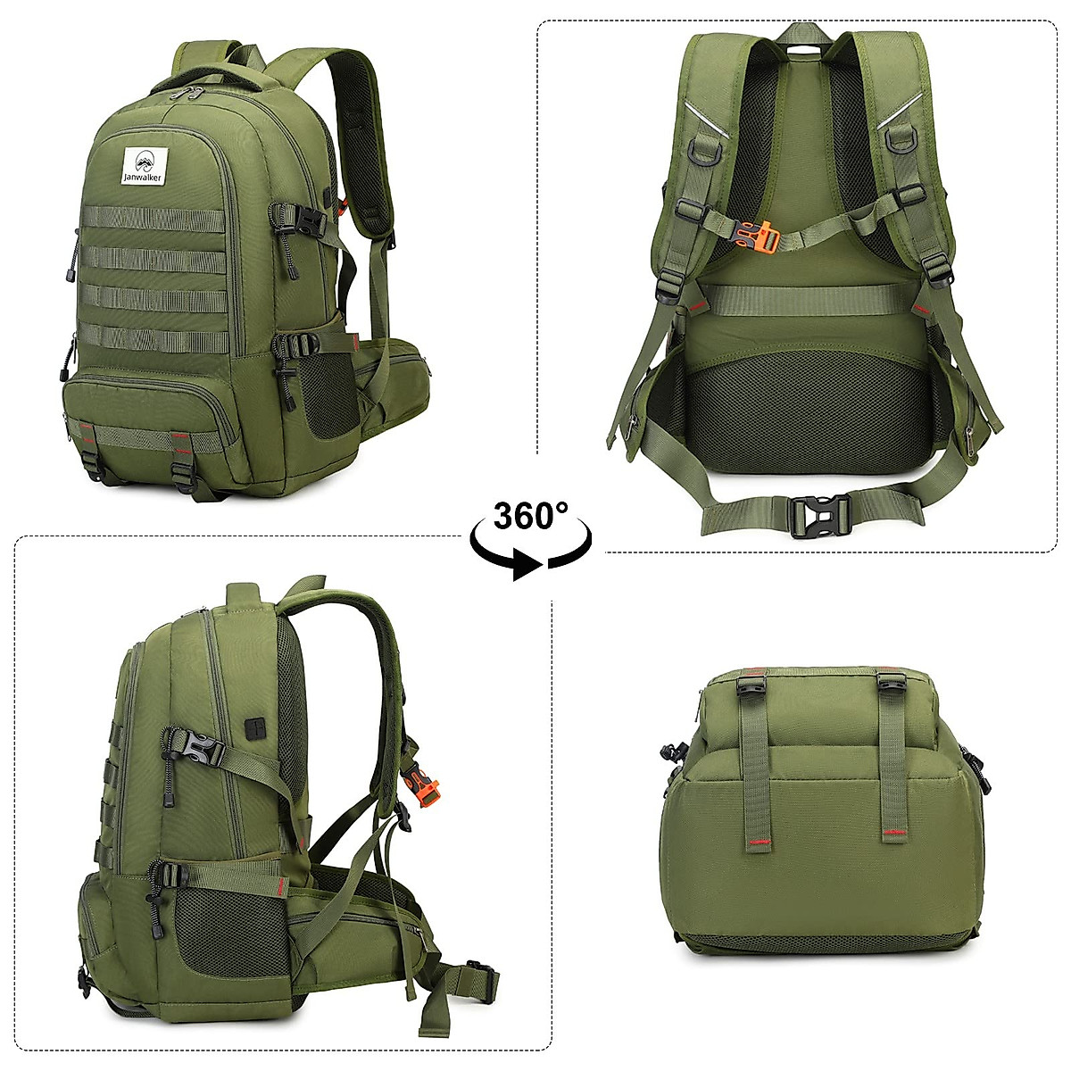 JANSBEN Hiking Camping Backpack 40L, Lightweight Rucksack Men Women Outdoor Sport Trekking Traveling Daypack