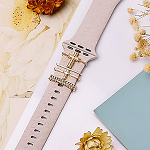 POPIGROUND Watch Band Charms Compatible with Apple Watch Band for Women Girls, 5pcs Watch Charms for 20mm 22mm Watch Band Bling jewelry Accessories (Cross)