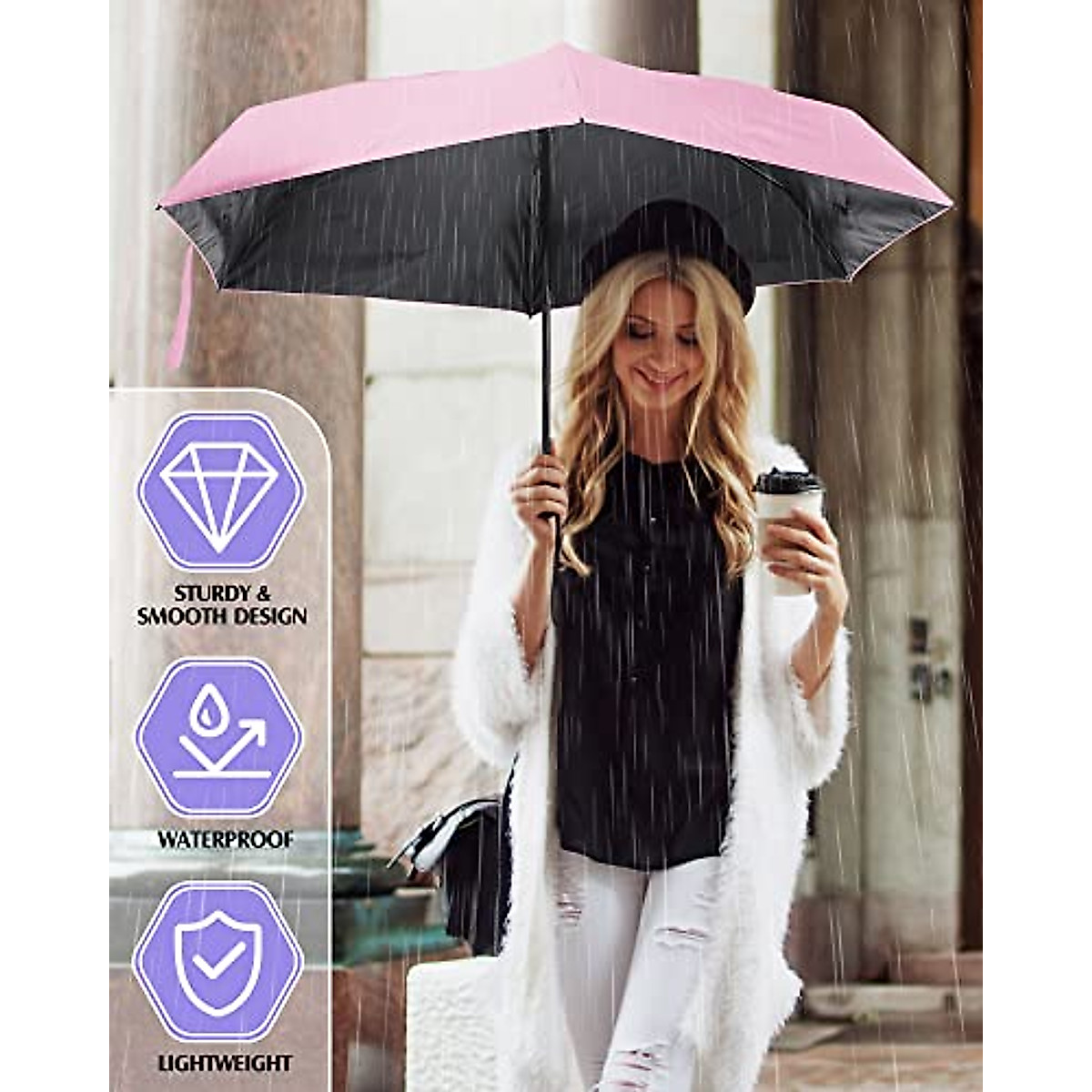 Eccliy 4 Pieces Mini Travel Umbrella with Case Small Umbrella for Sun and Rain Compact Portable Lightweight UV Umbrella Tiny Folding Pocket Umbrella for Backpack Women (Pink, Blue, Purple, Green)