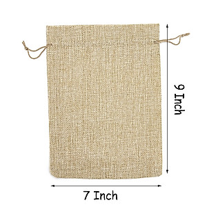 FOCCIUP 10 Pcs 7x9 Inches Burlap Bags with Drawstring Gift Bag for Wrapping Birthday Wedding Party Christmas Gifts