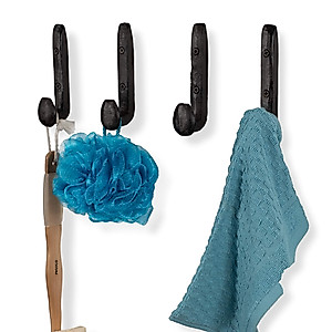 Rustic State Puntal Wall Mount Cast Iron Hooks Coat Towel Bag Hat Hanger Multiuse Entryway Railroad Spike Rack Black Set of 4