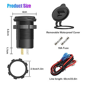 Boostable 12V USB C Outlet 65W PD3.0 Port and 18W Quick Charge 3.0 Car USB Charger Socket for Laptops Tablets Phones, Waterproof 12V/24V Socket with Power Switch for Car Marine Boat Motorcycle RV