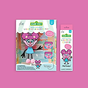 Glo Pals x Sesame Street Abby Cadabby Water-Activated Bath Toy with 6 Reusable Light-Up Cubes for Sensory Play