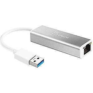 j5create USB 3.0 to RJ45 Gigabit Ethernet Adapter, 10/100/1000 Ethernet LAN Network Adapter for Mac, Windows 11/10/8.1/7, Chrome OS, Desktop, Laptop (JUE130)