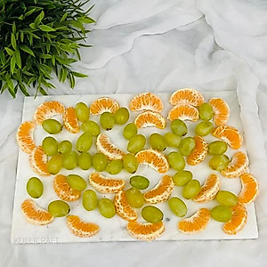 KC KULLICRAFT Home Basics Multi-Purpose Pastry Marble Tray Cutting Board Slab With Non-Slip Feet For Stability & Scratch Protection For Countertop. Easy To Clean,Trivet (8x12)