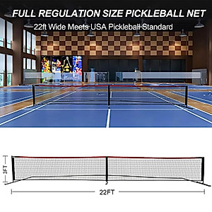 Pennpliy Pickleball Set with Net and Paddles, 22 FT Portable Net, 4 Fiberglass Paddles, 4 Balls, Black