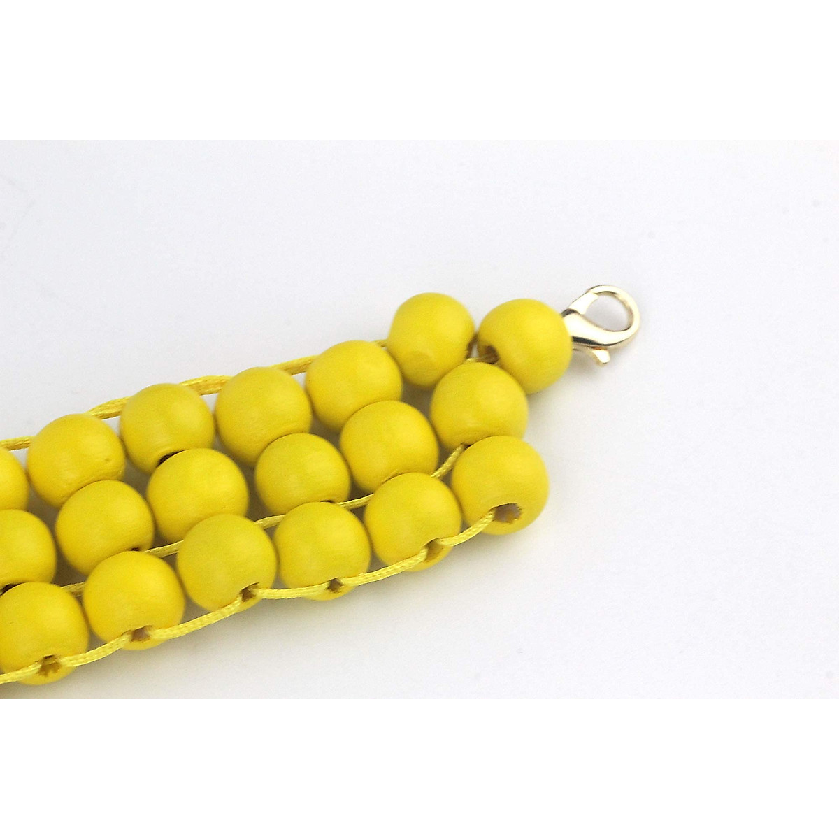 Coiris Boho African Wooden Beaded Bib Statement Necklace Strands Layered Cluster Chunky Collar Choker Wood Necklace for Women Fashion Costume Jewelry(N0065-Yellow)