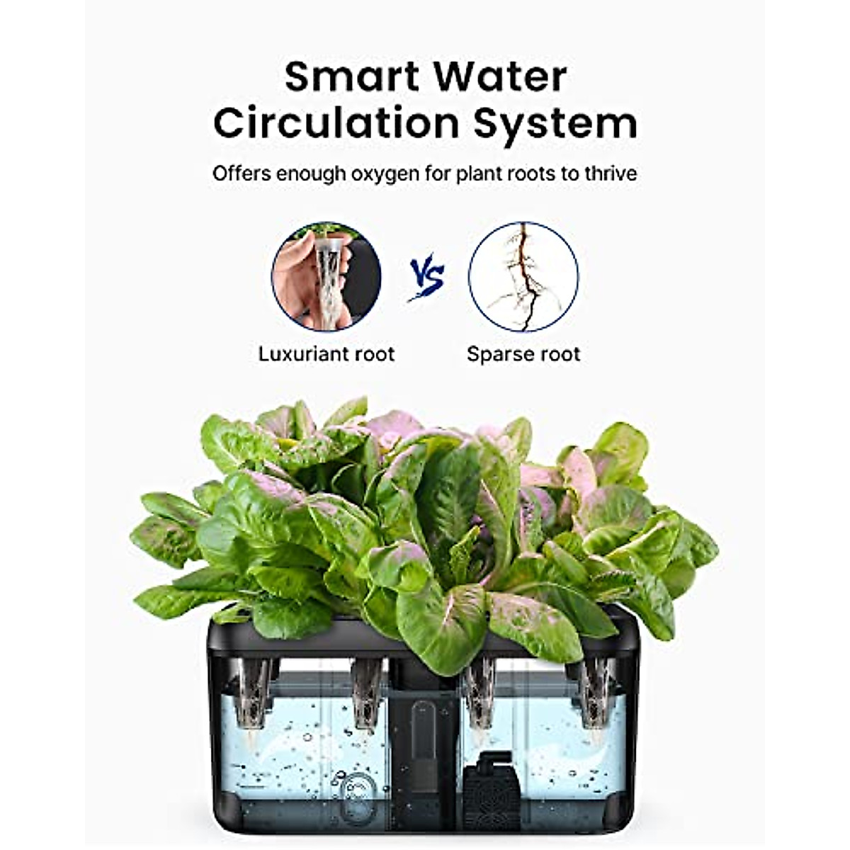 iDOO Hydroponics Growing System Indoor Garden, Plants Germination Kit with Pump, Automatic Timer LED Grow Light for Home Kitchen Gardening,8 Pods Herb Garden Kit Indoor Up to 15",Black