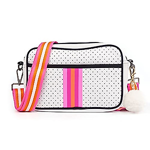 ORAD Crossbody Bags for Women, Neoprene Bag Crossbody Purse with Pompon Ladies Crossbody Purses (White)