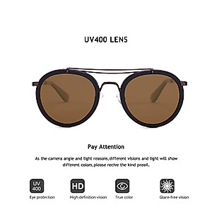 2020 VentiVenti Vintage Steampunk Double Bridge Round Polarized Sunglasses Designer Metal Frame For Women Men Matte Brown Frame/Brown Lens