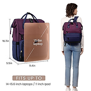 LOVEVOOK Laptop Backpack for Women, 15.6 Inch Work Business Backpacks Purse with USB Port, Large Capacity Nurse Bag College Bookbag for School, Waterproof Casual Daypack for Travel