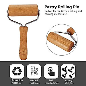 Watris Veiyi Small Rolling Pin, Wooden Dough Roller, Non-Stick Pizza Roller, Dough Baker Roller Set for Home Kitchen Baking Cooking(9.5cm/3.74in)
