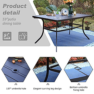 Sophia & William Patio Dining Set, Grey, 7 Piece, Outdoor Furniture, Patio Table and 6 Chairs, Quick Dry Textilene Support, 350 lbs